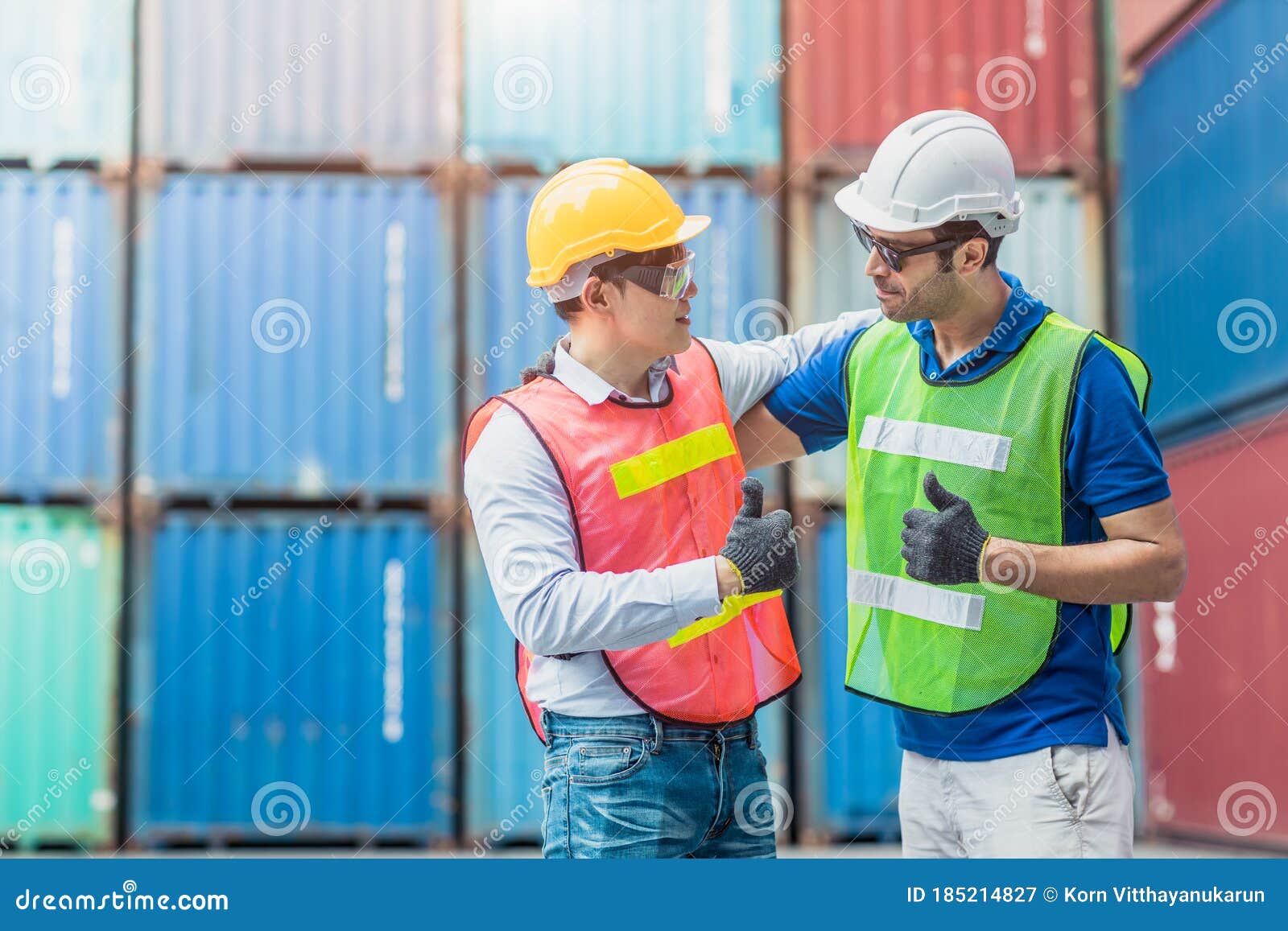 Teamwork of Worker Working Good Thumbs Up Together Happy Smiling in ...