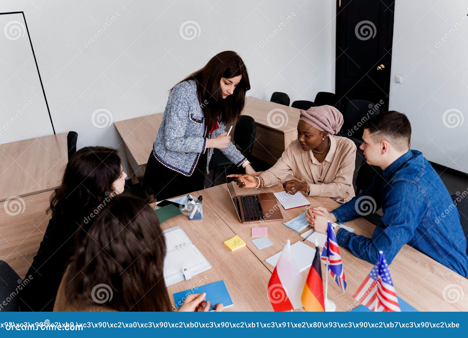 Teamwork. Working in Multiethnic Group of Students. Teacher Study ...