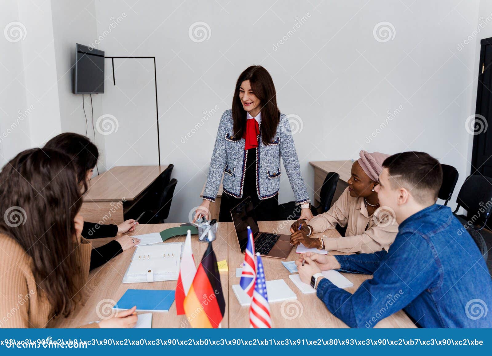 Teamwork. Working in Multiethnic Group of Students. Teacher Study ...