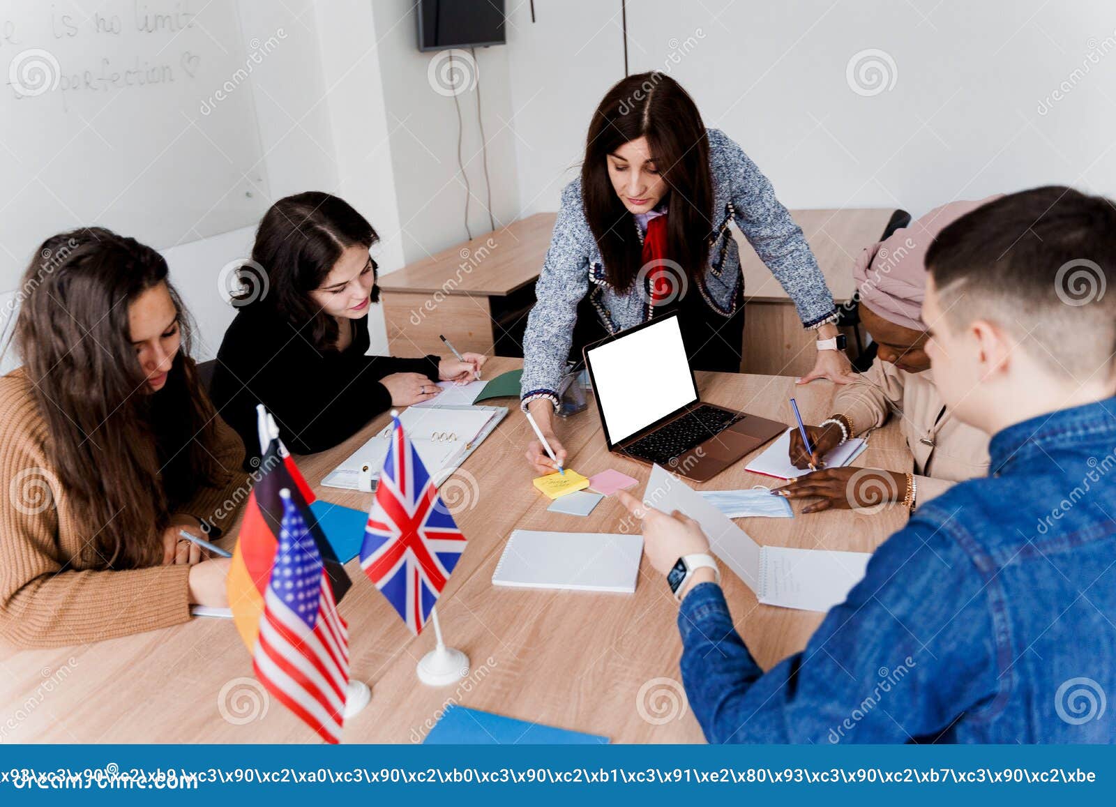 Teamwork. Working in Multiethnic Group of Students. Teacher Study ...