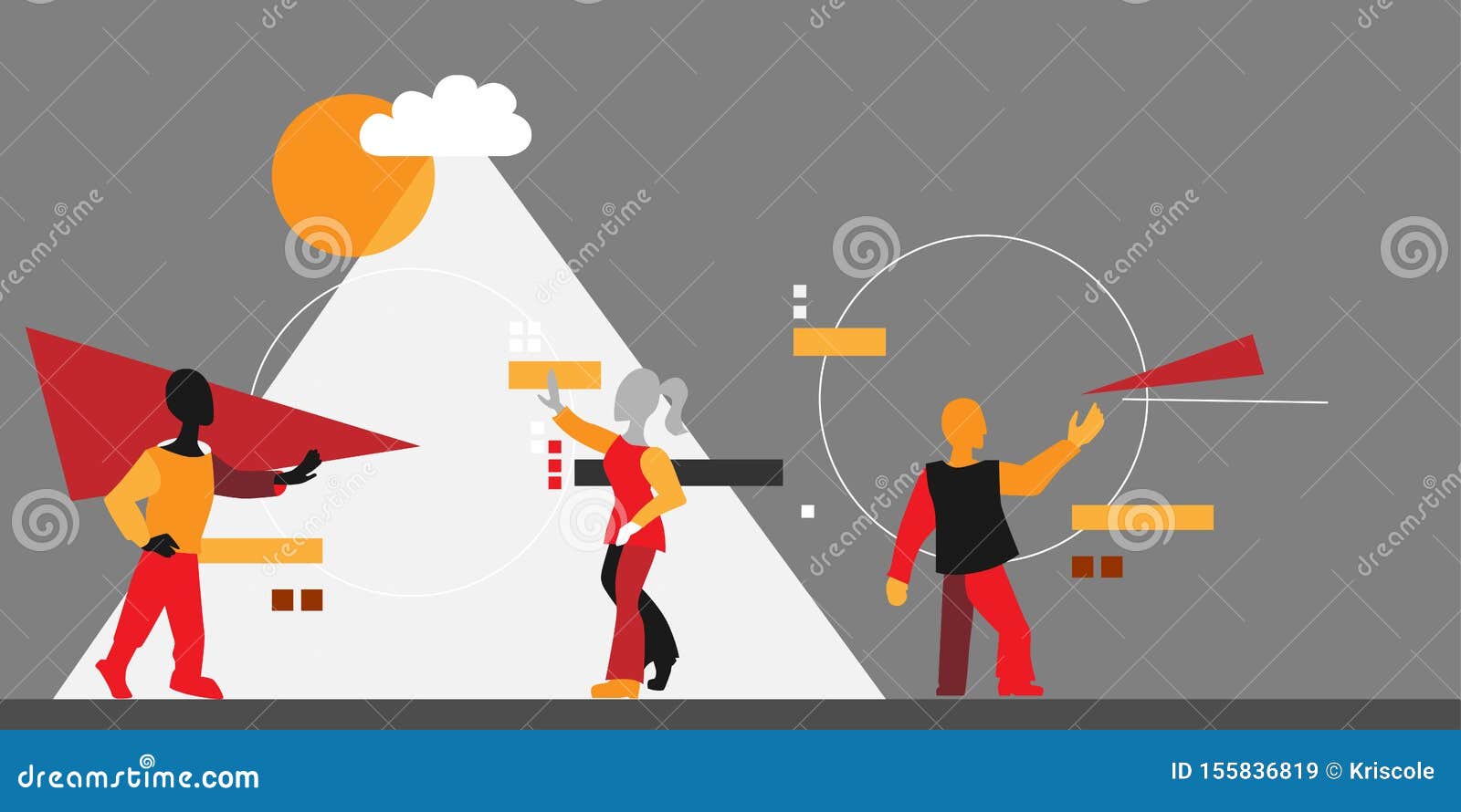 Teamwork, Working Process in a Group of People, Abstract Composition in ...