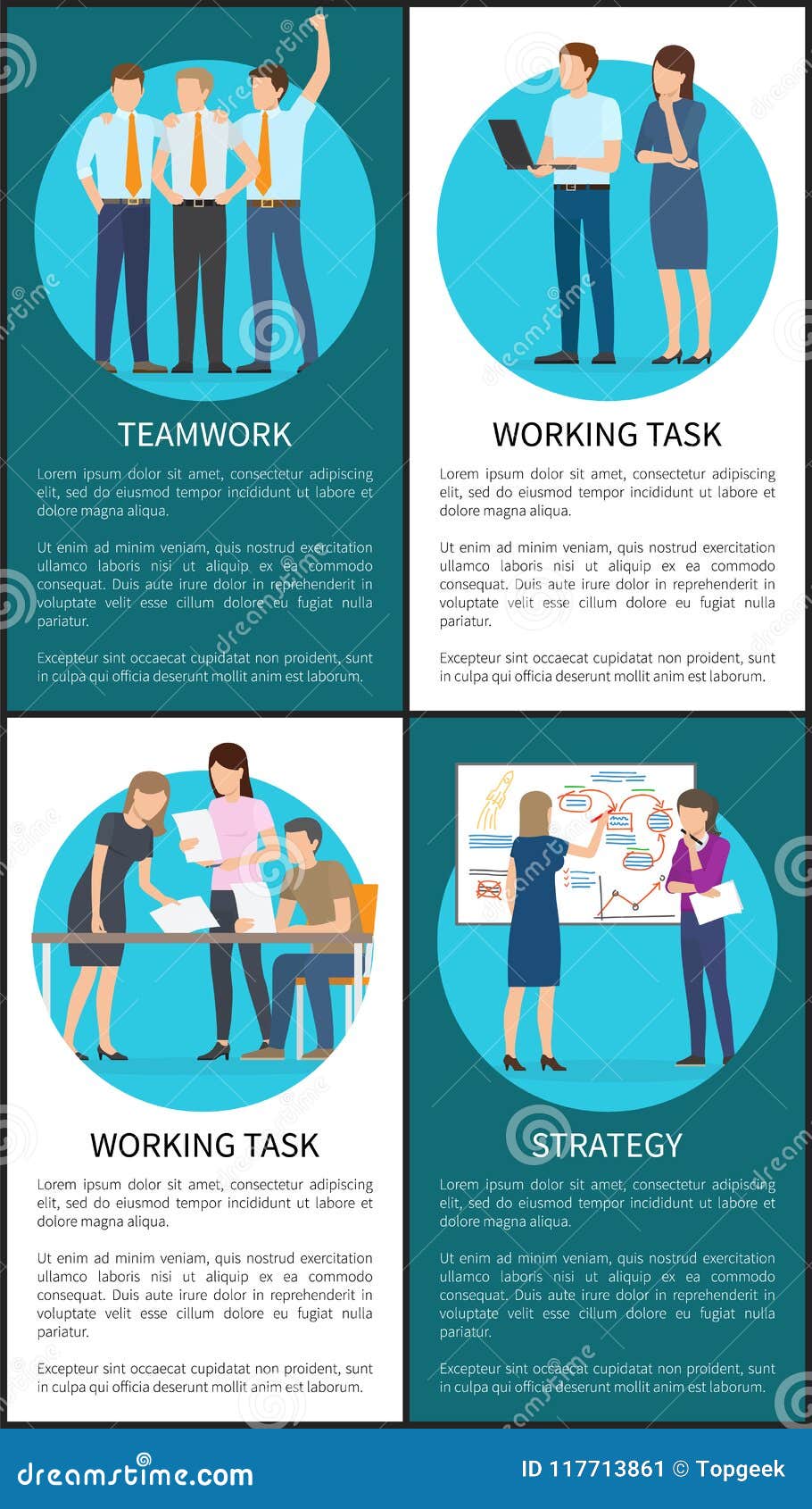 Teamwork and Working Task Vector Illustration Stock Vector ...