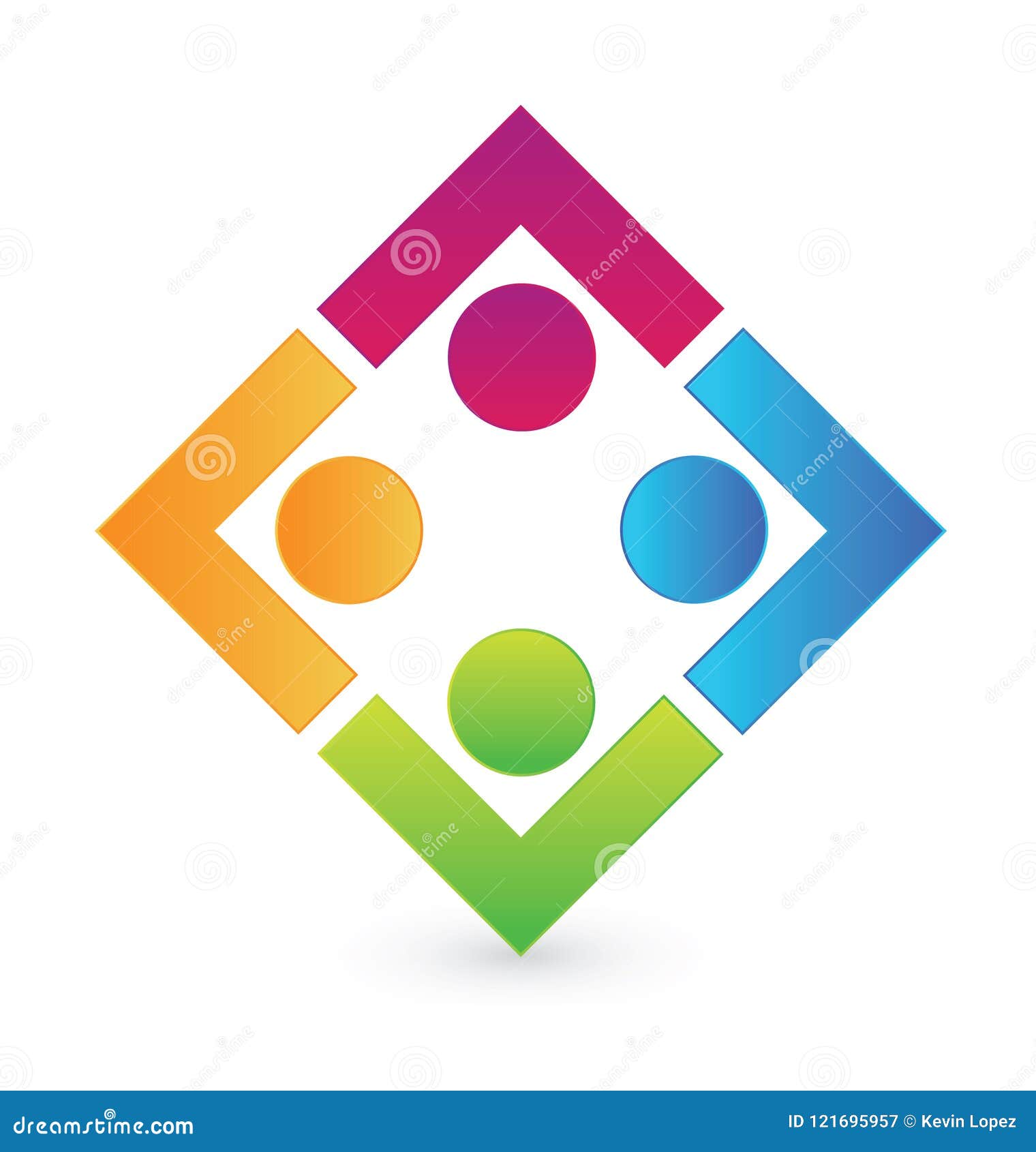 Teamwork Working Together Square Vector Logo Stock Vector ...