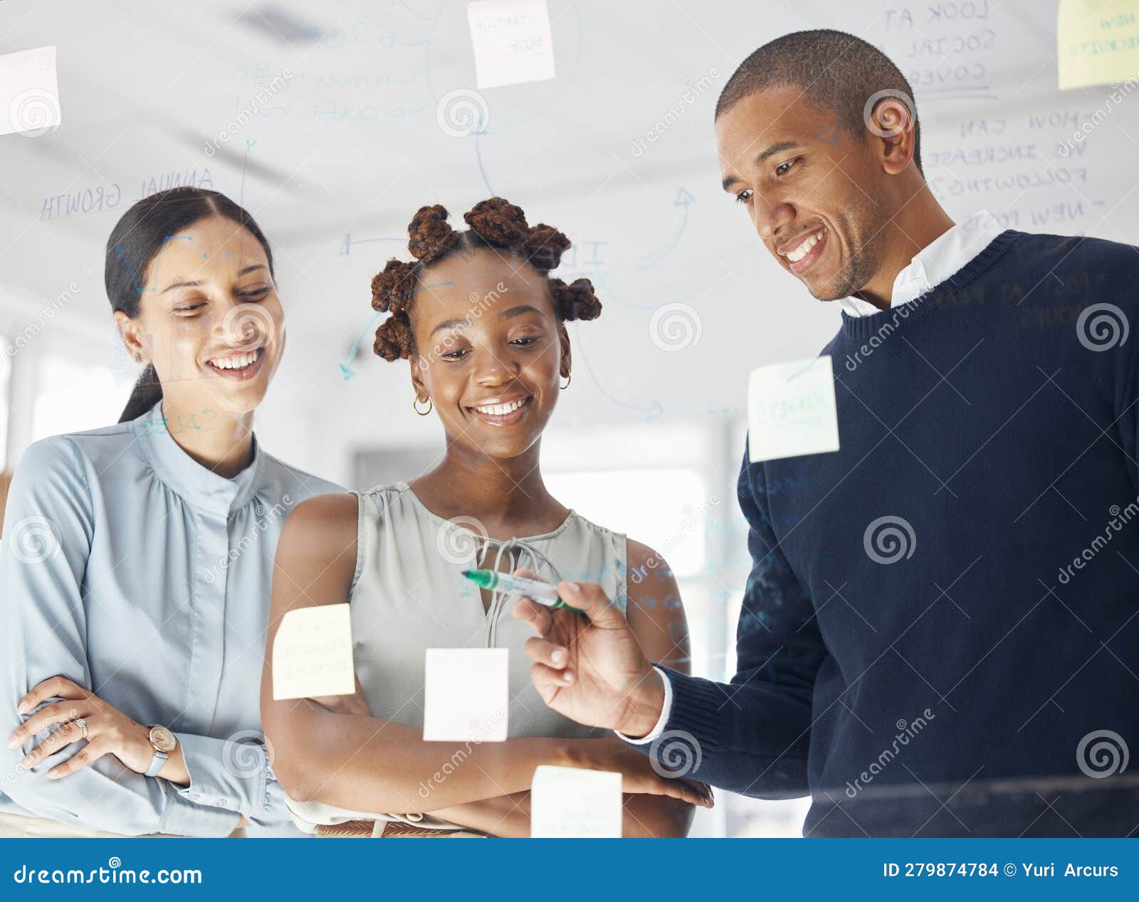 Teamwork, Writing and Business People on Glass Board for Collaboration ...
