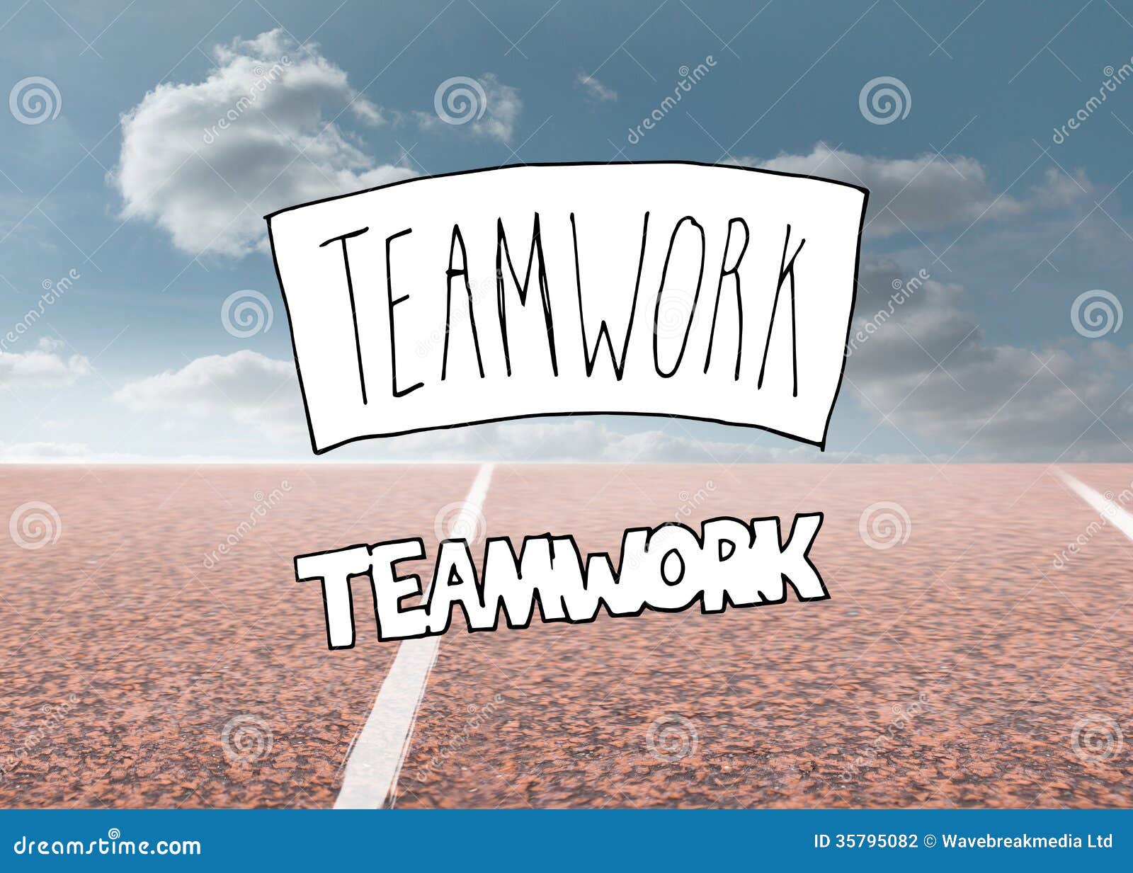 Teamwork Written Over Running Track Stock Illustration - Illustration ...
