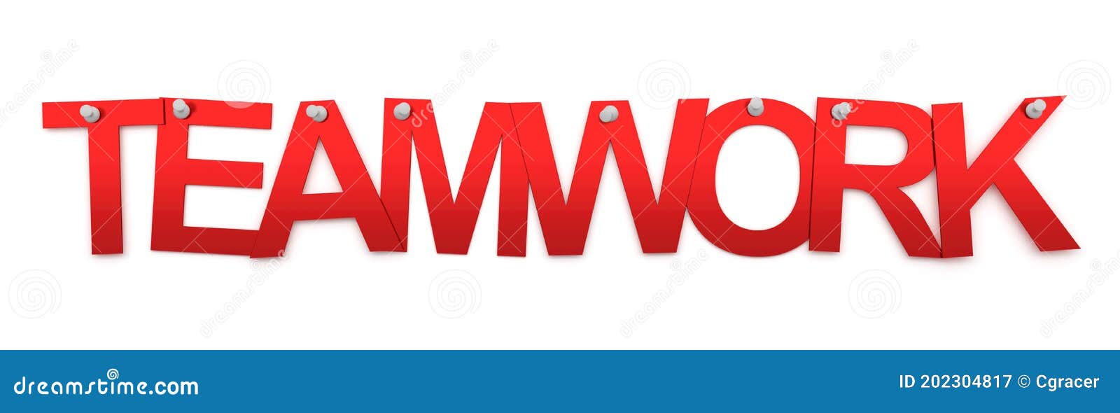 Teamwork Written with Red Letters Pinned on Wall Stock Illustration ...