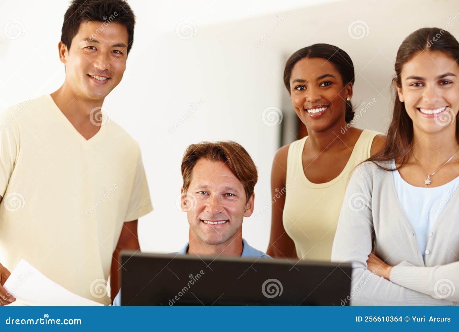 Teamwork Yields Great Results. Portrait of a Work Team Gathered Around ...