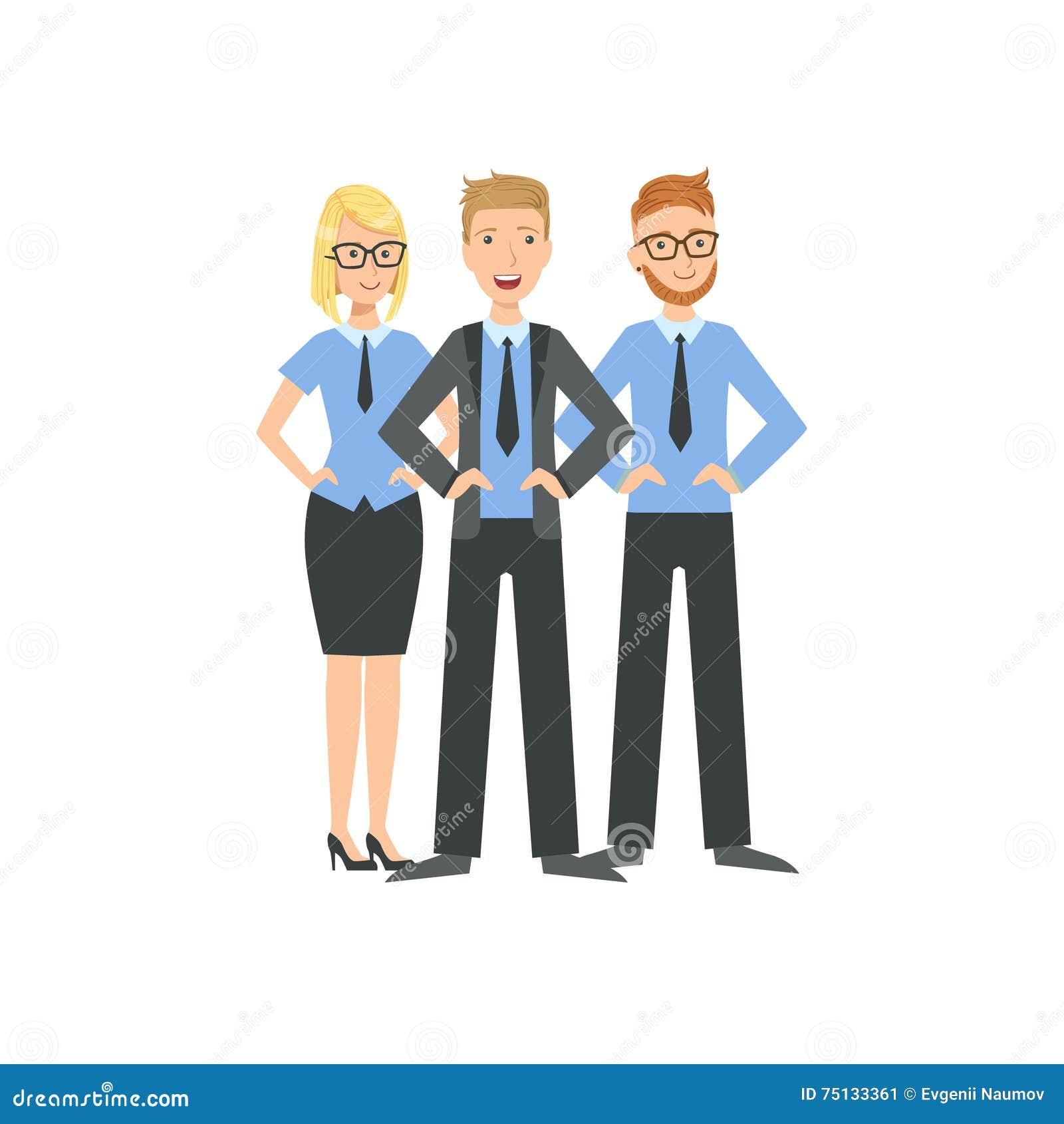 Teamworkillustration För Tre Chefer Vektor Illustrationer ...