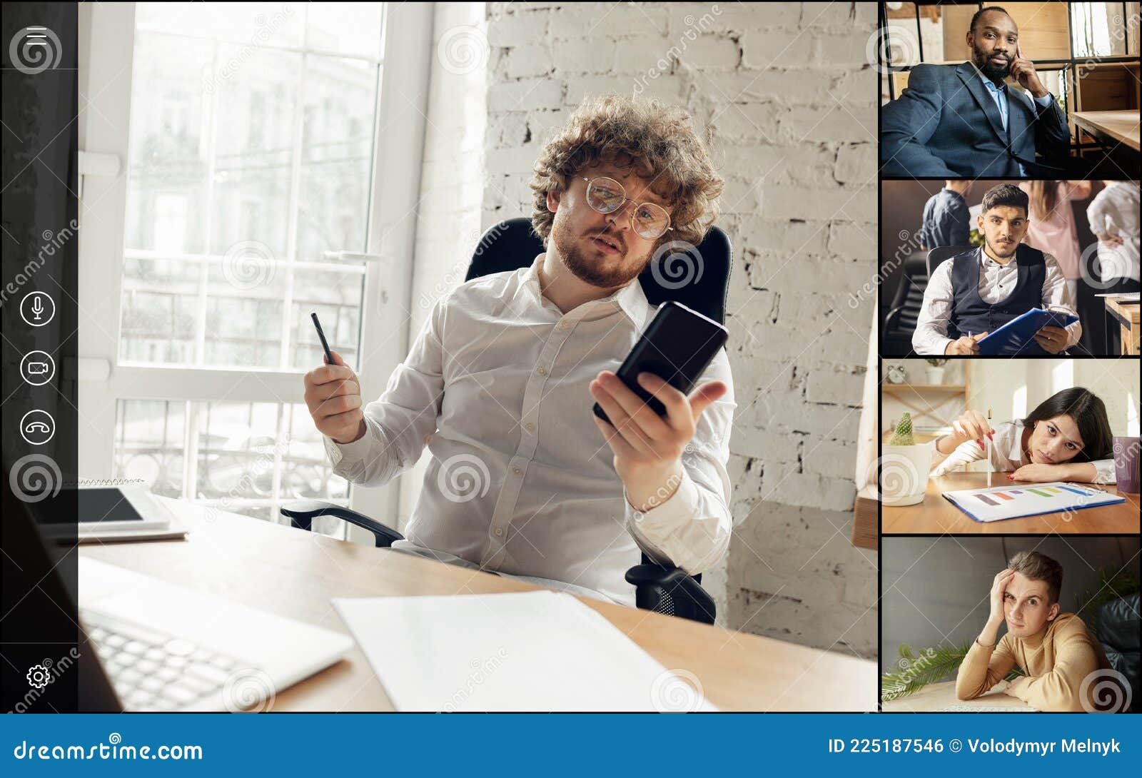 Teamworking by Group Video Call Share Ideas Brainstorming Use Video ...