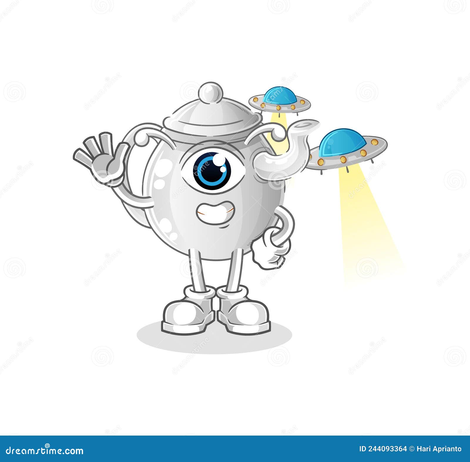 Teapot Alien Cartoon Mascot Vector Stock Vector - Illustration of ...