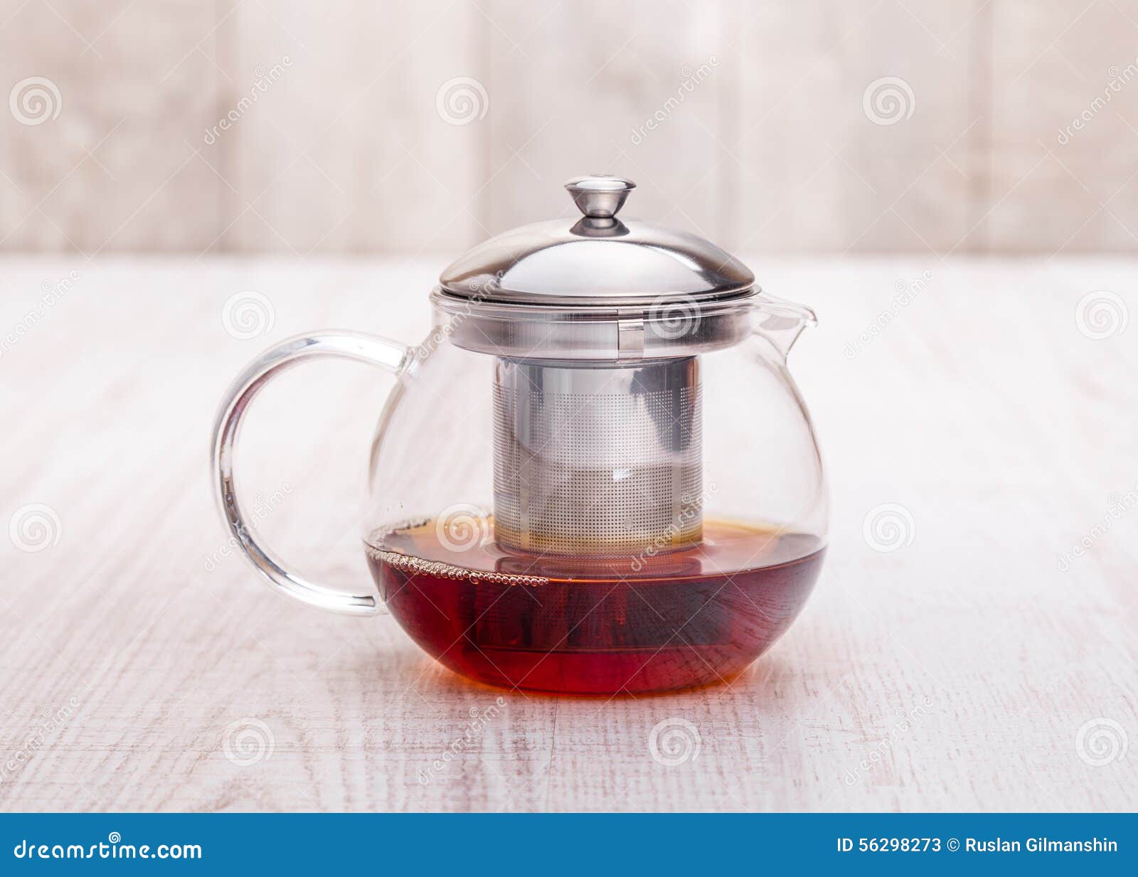 Teapot with Blooming Tea on Wooden Planks Stock Image - Image of dark ...