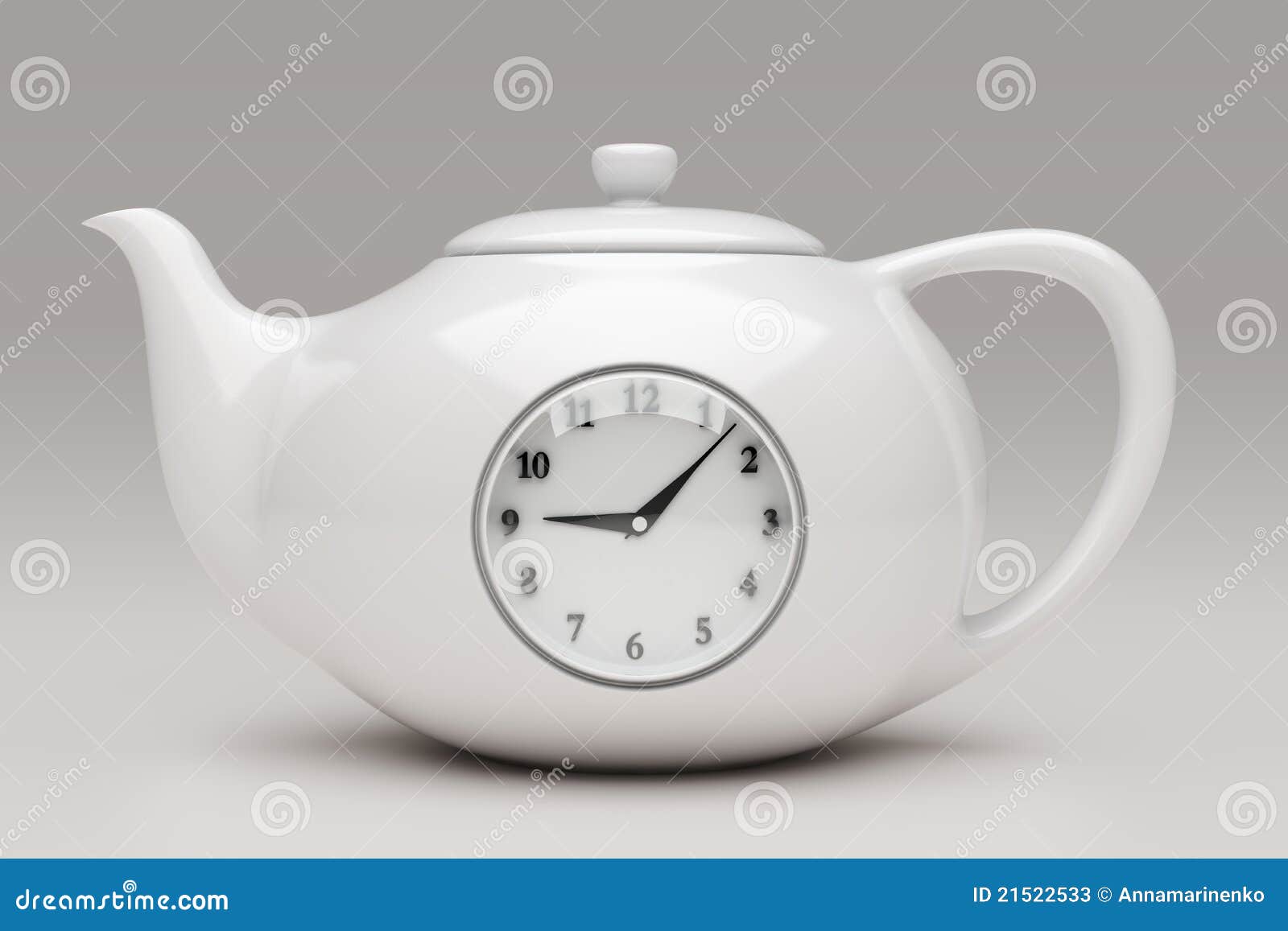 Teapot with clock stock illustration. Illustration of white - 21522533