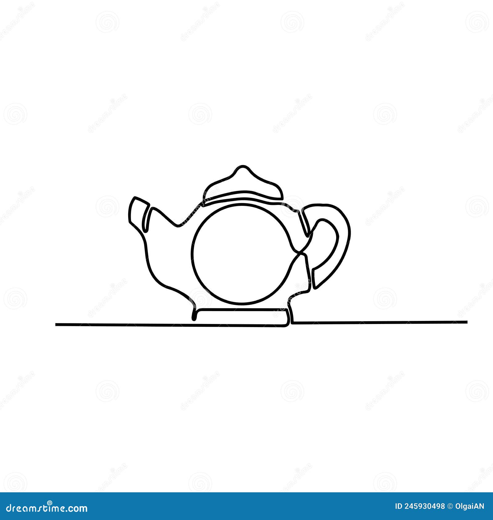 Teapot. Continuous Drawing of Lines. Teapot Logo with One Contour ...