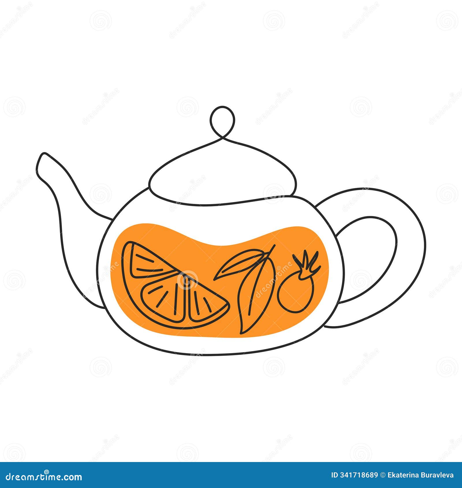 Teapot and Cup in One Line. Tea is Pouring into the Cup, Coffee is ...