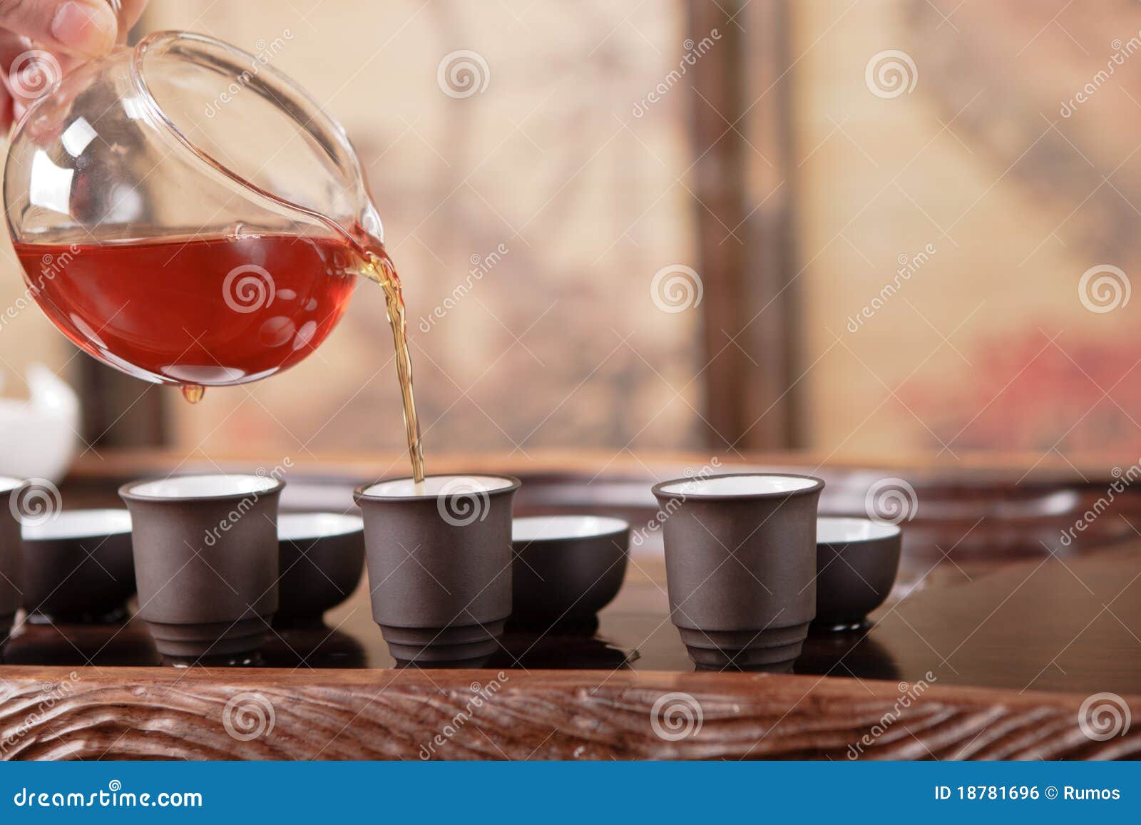Teapot, Cups and a Selection of Red Teas Stock Photo - Image of indoor ...