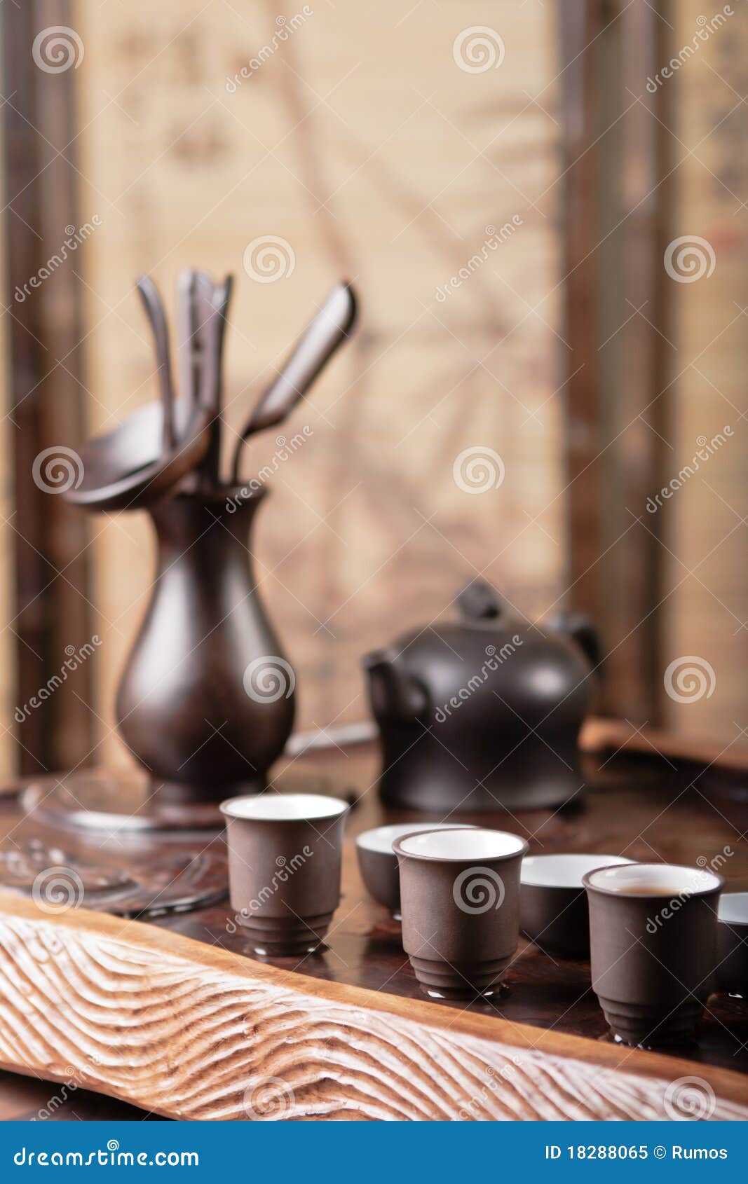 Teapot, Cups and Tea Things Stock Image - Image of bowl, wooden: 18288065
