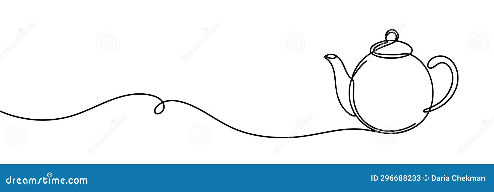 Teapot Drawn with One Line Isolated Stock Illustration - Illustration ...
