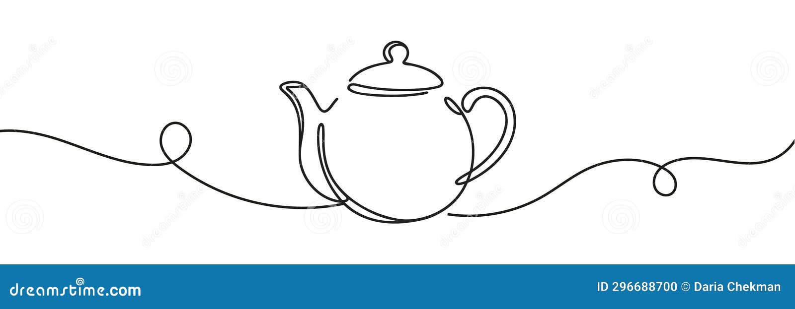 Teapot Drawn with One Line Isolated Stock Illustration - Illustration ...