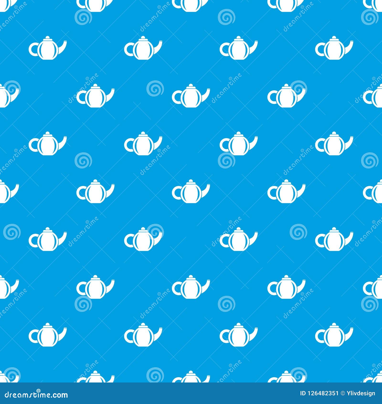 Teapot for Drink Pattern Vector Seamless Blue Stock Vector ...