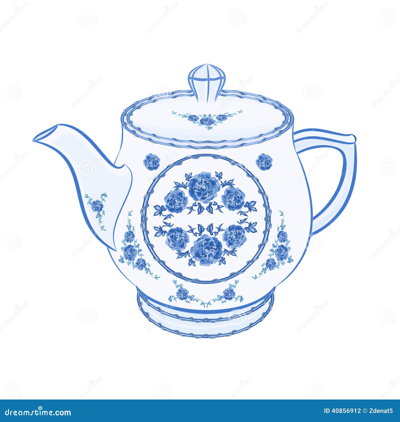 Teapot Faience Part of Porcelain Vector Stock Vector - Illustration of ...