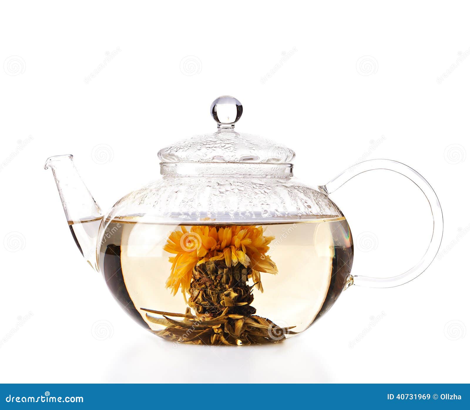 Teapot with Green Herbal Tea Isolated Stock Image - Image of plant ...