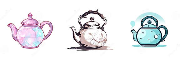 Teapot or Kettle Logo 2D AI Generated Stock Illustration - Illustration ...