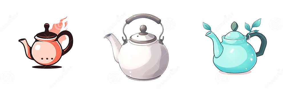 Teapot or Kettle Logo 2D AI Generated Stock Photo - Image of brewing ...