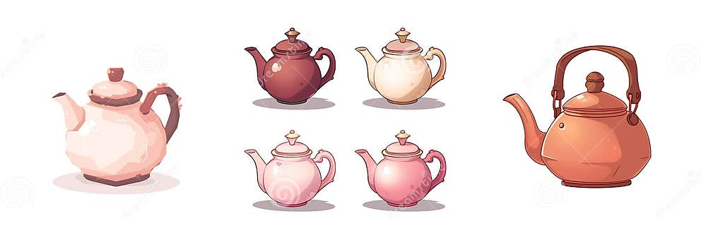 Teapot or Kettle Logo 2D AI Generated Stock Image - Image of infusion ...