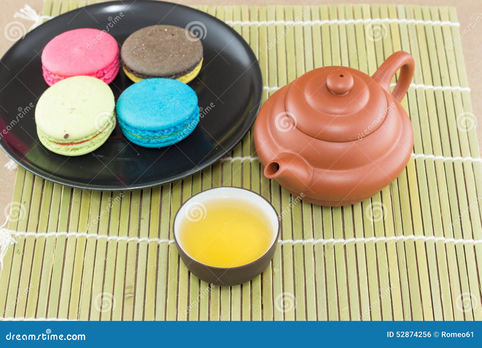Teapot and Macaroon Dessert Stock Photo - Image of biscuit, relax: 52874256