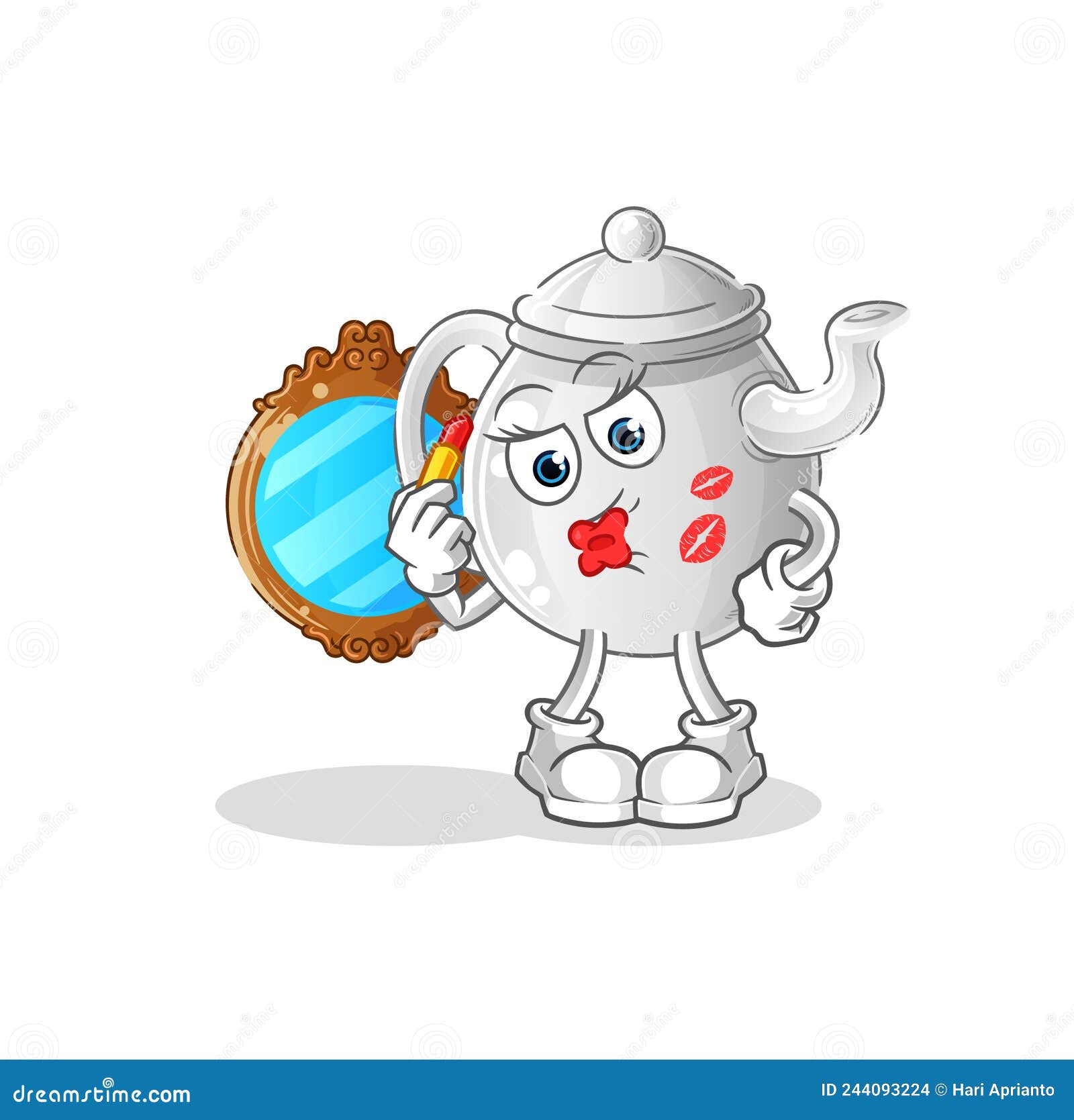 Teapot Make Up Mascot. Cartoon Vector Stock Vector - Illustration of ...