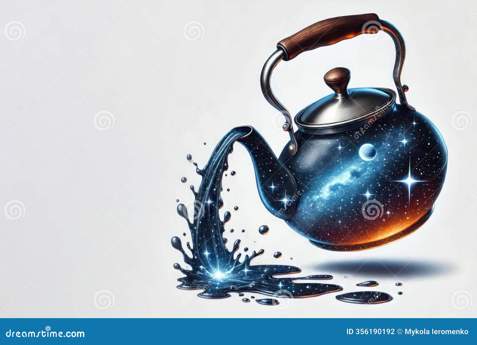 A Teapot Pouring Out Stars. Space for Text. Stock Photo - Image of ...
