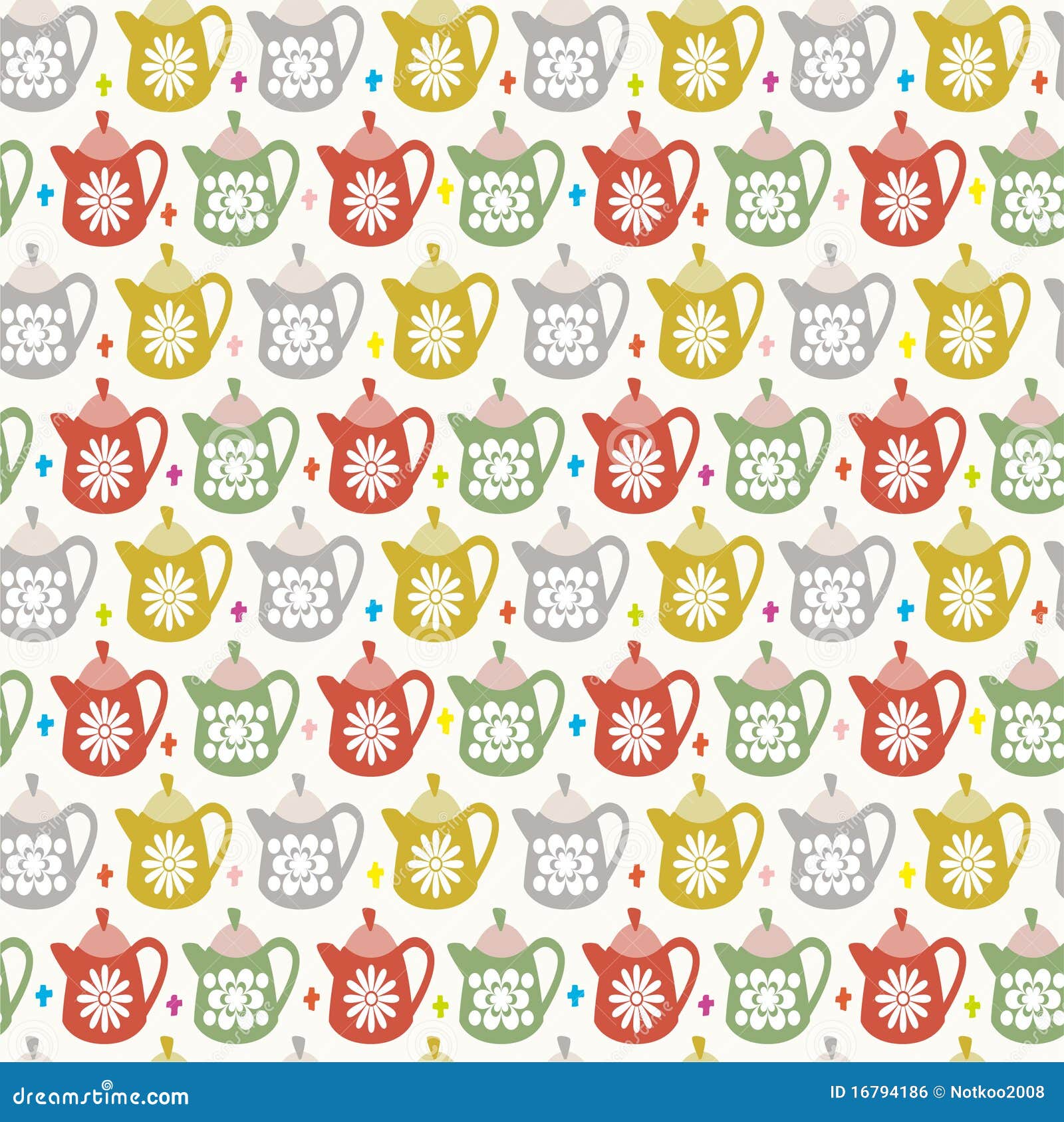 Teapot seamless pattern stock vector. Illustration of hand - 16794186