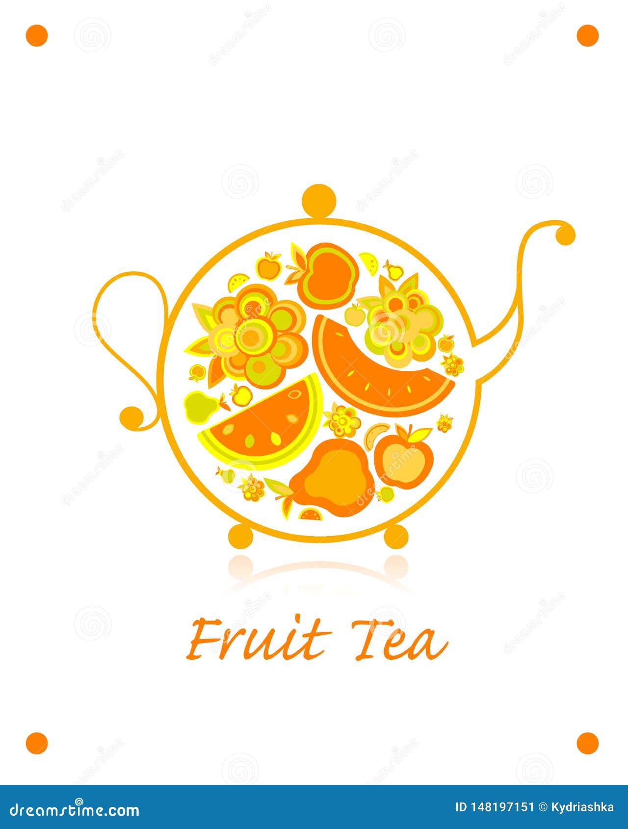 Teapot Sketch with Fruit and Berries Tea for Your Design Stock Vector ...