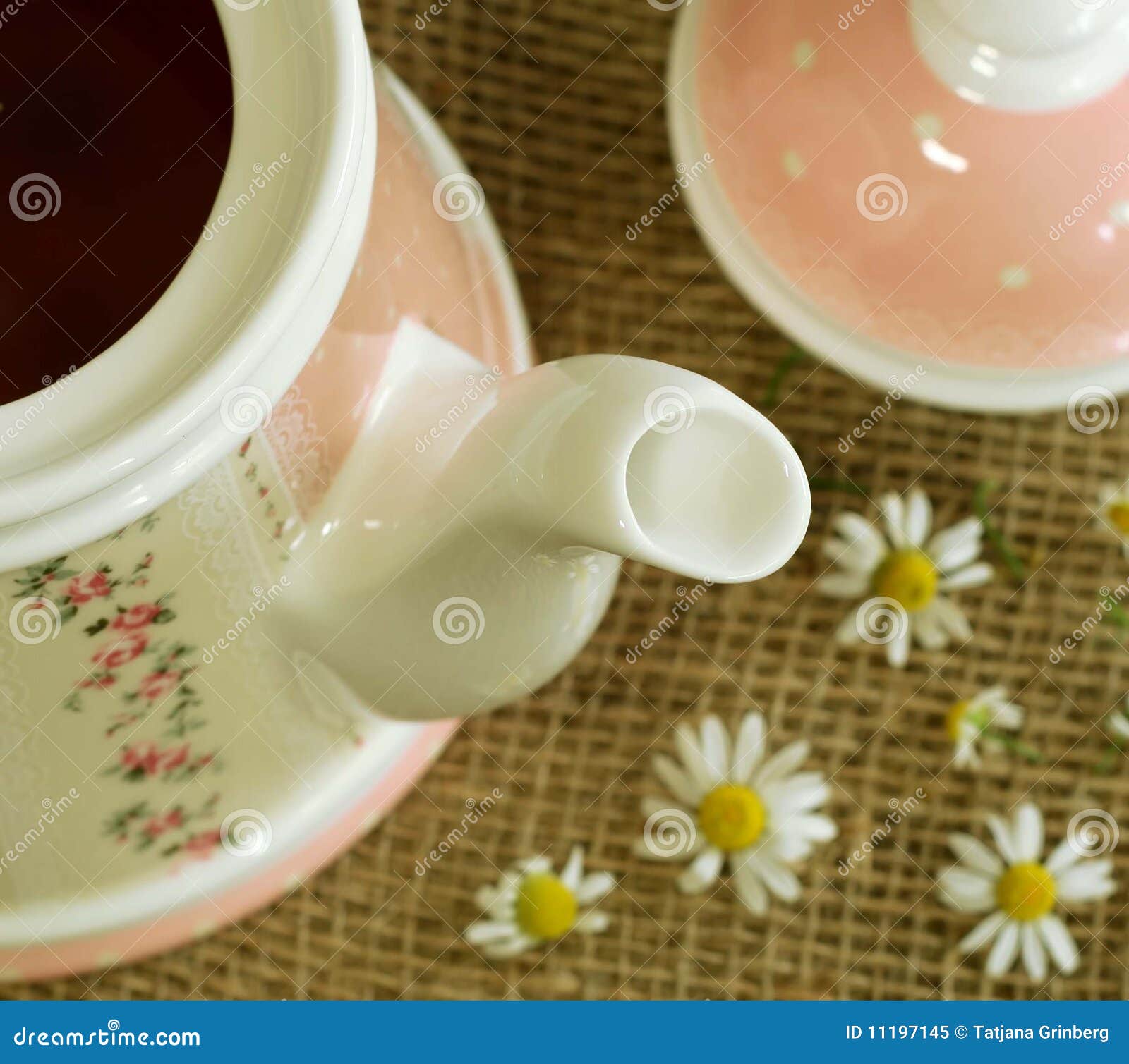 Teapot with Soothing Camomille Tea and Cam Stock Image - Image of life ...