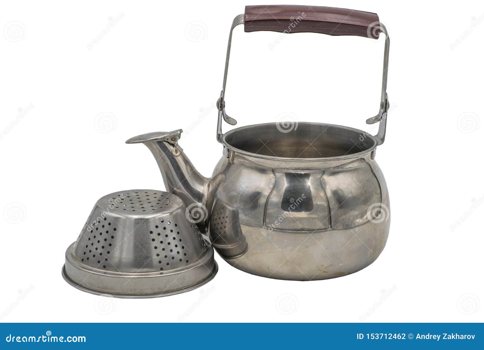 Teapot Stainless Steel Strainer for Tea Leaves. Isolate on White ...
