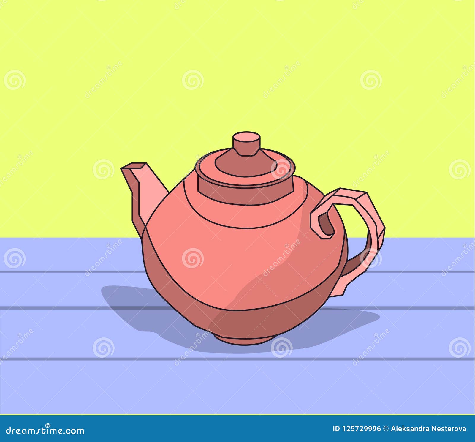 Teapot stands on a table stock vector. Illustration of design - 125729996