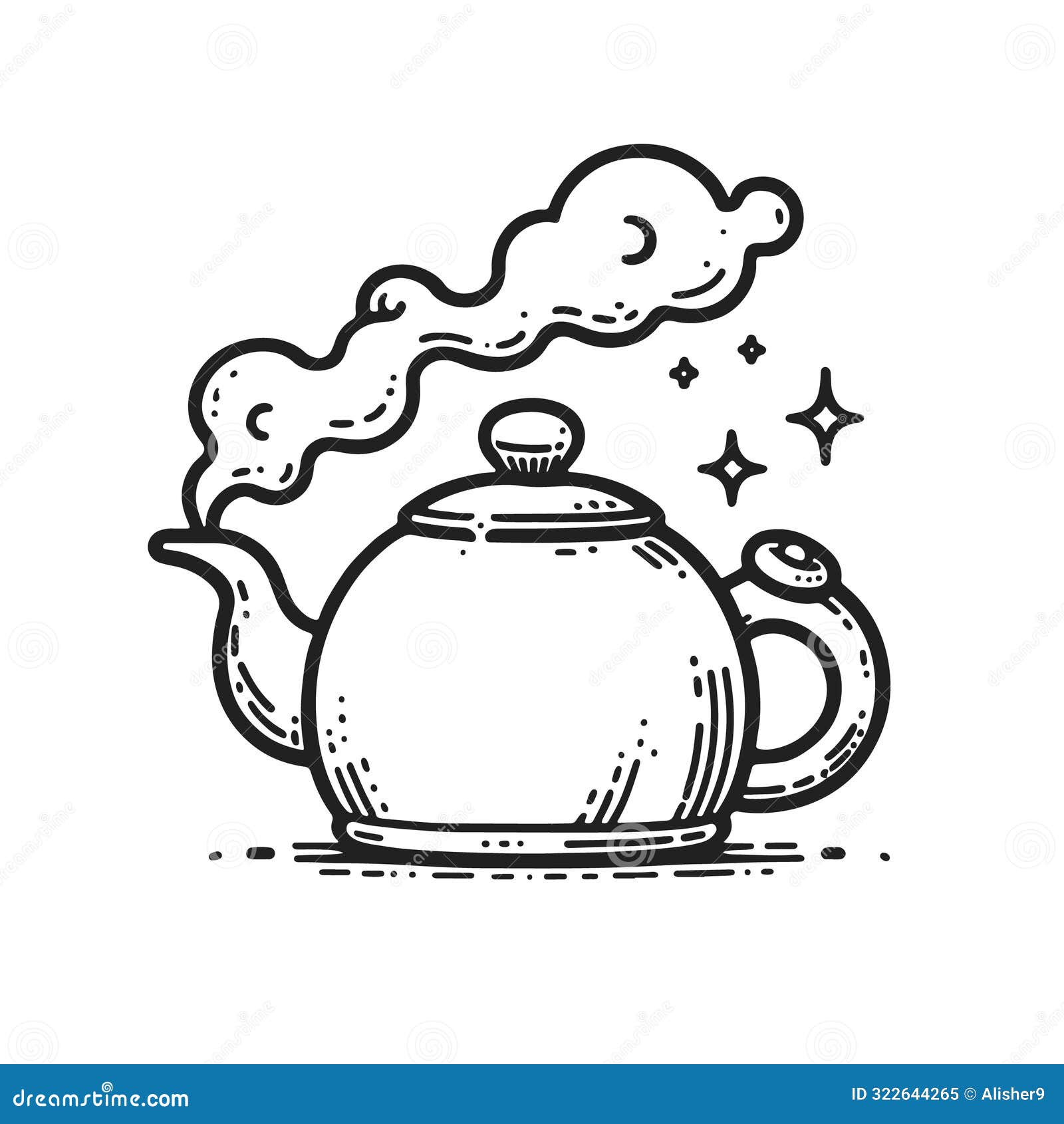 A Teapot with Steam Coming Out of it Stock Illustration - Illustration ...