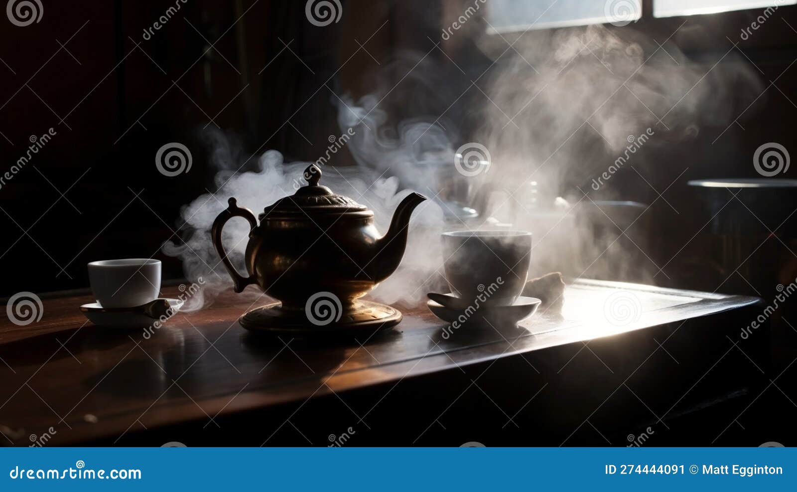 Teapot and steam stock illustration. Illustration of brown - 274444091