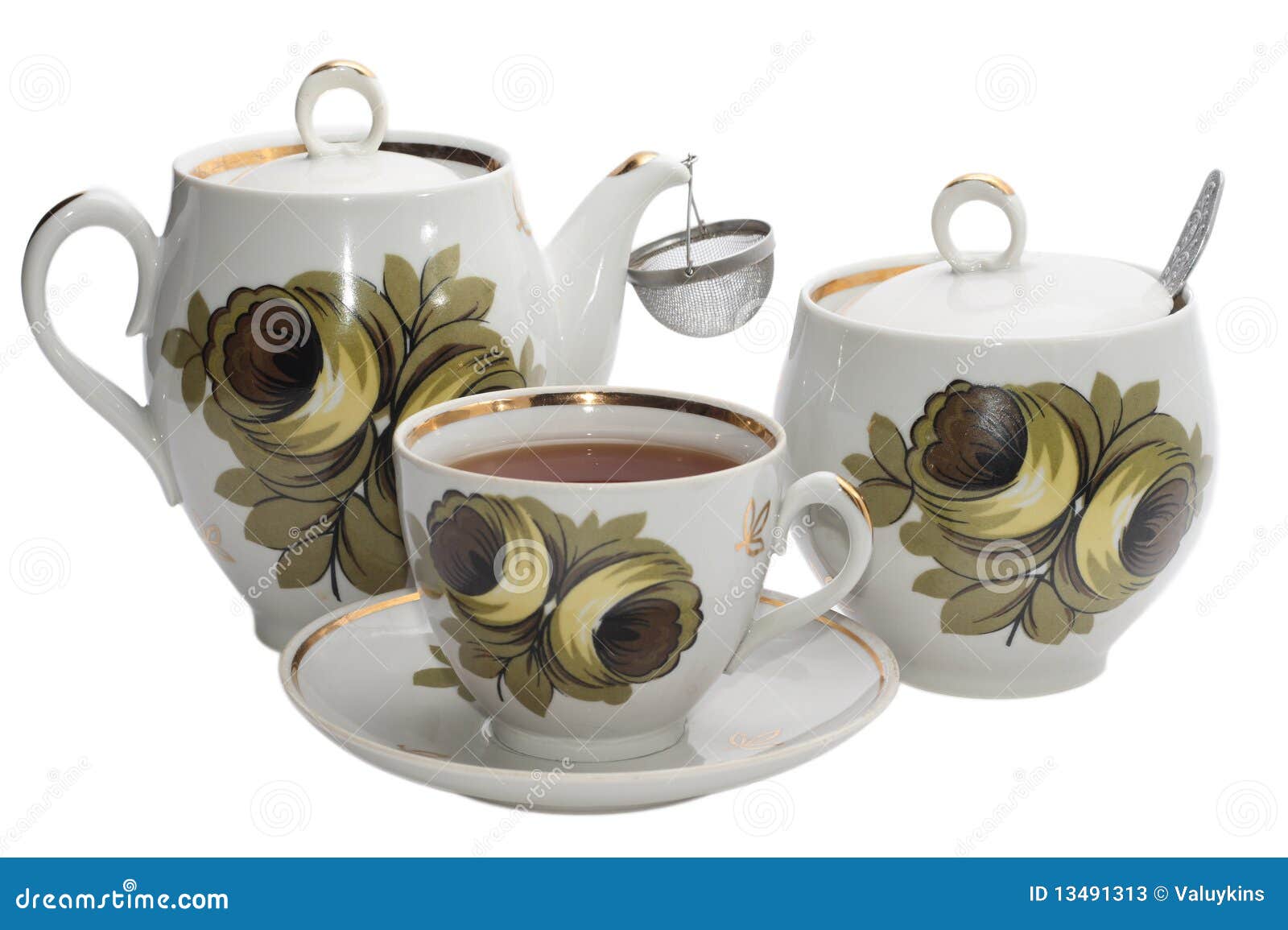 Teapot, Sugar-basin and Cup of Tea Stock Image - Image of container ...