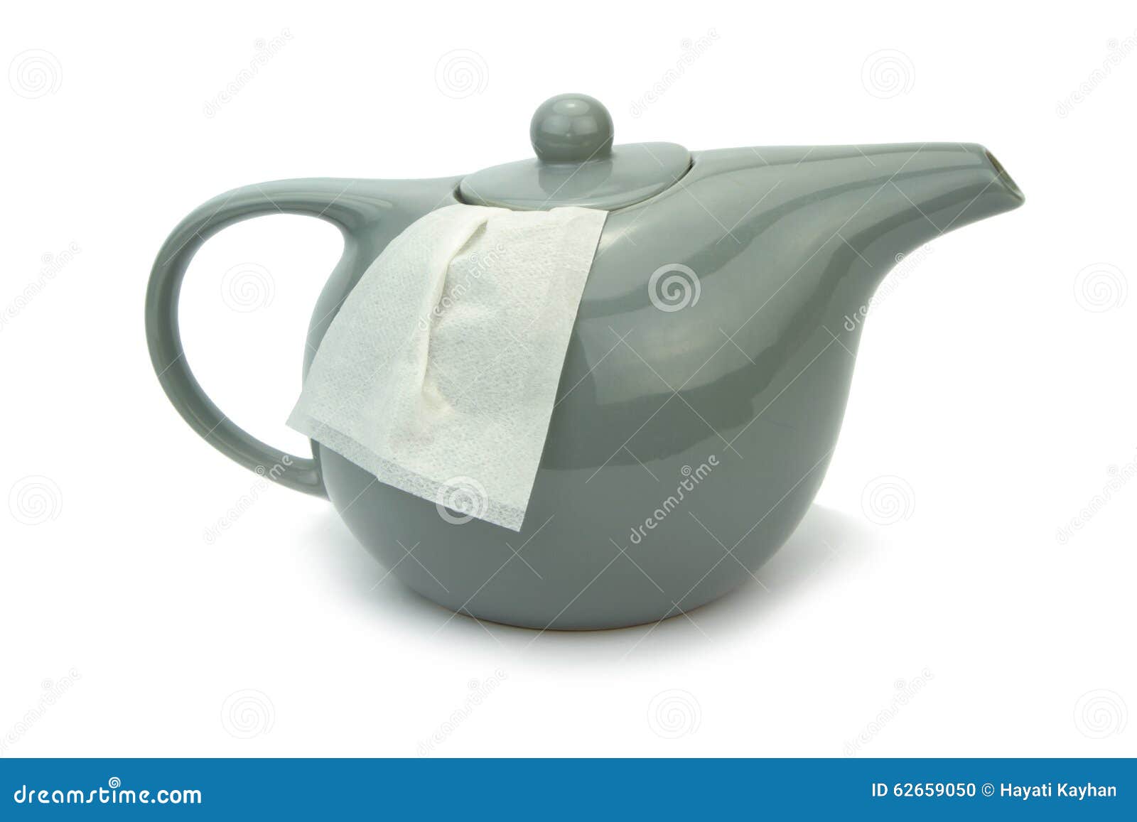 Teapot with Tea Bag on White Background Stock Photo - Image of brown ...