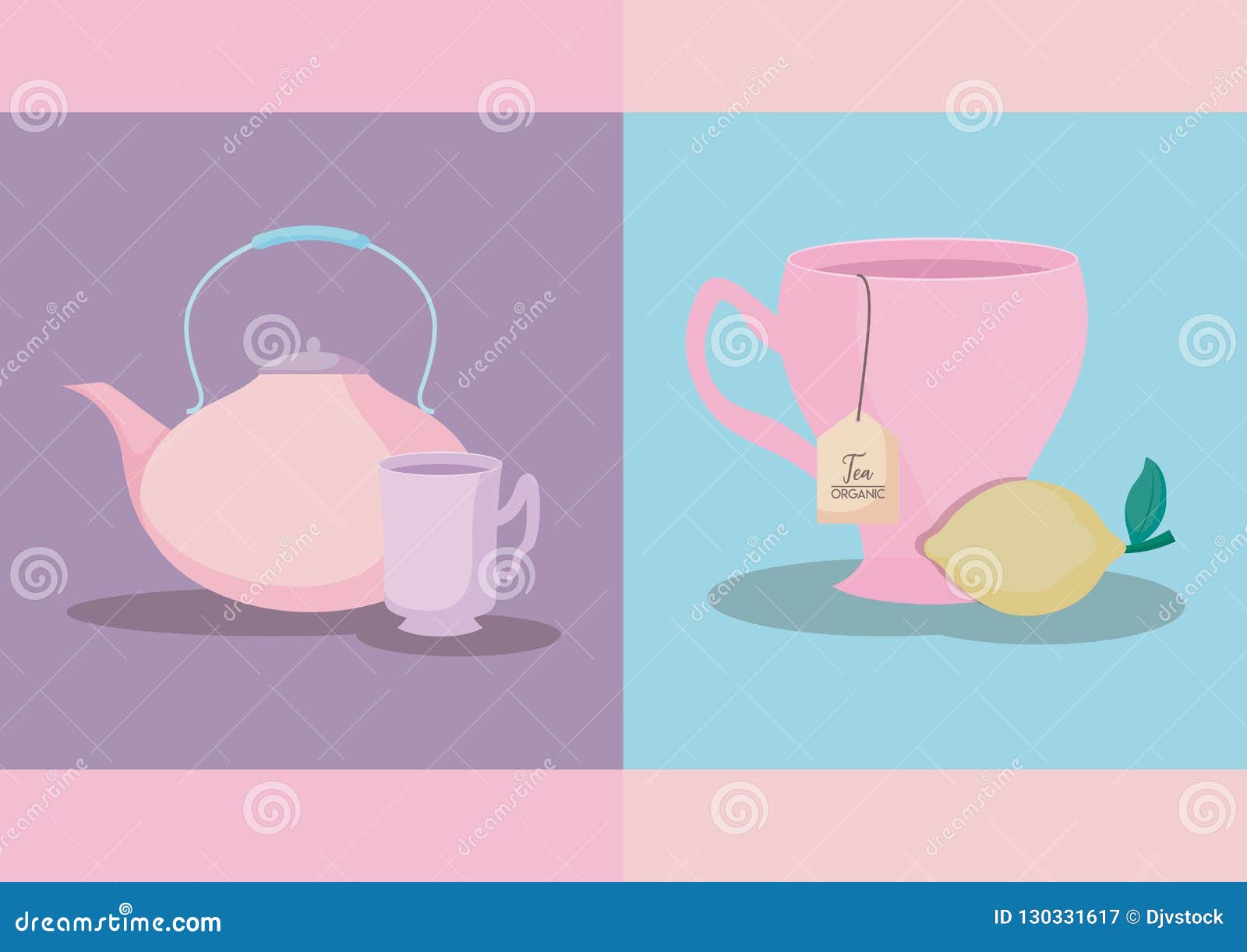 Teapot with Tea Cup of Lemon Stock Vector - Illustration of style ...