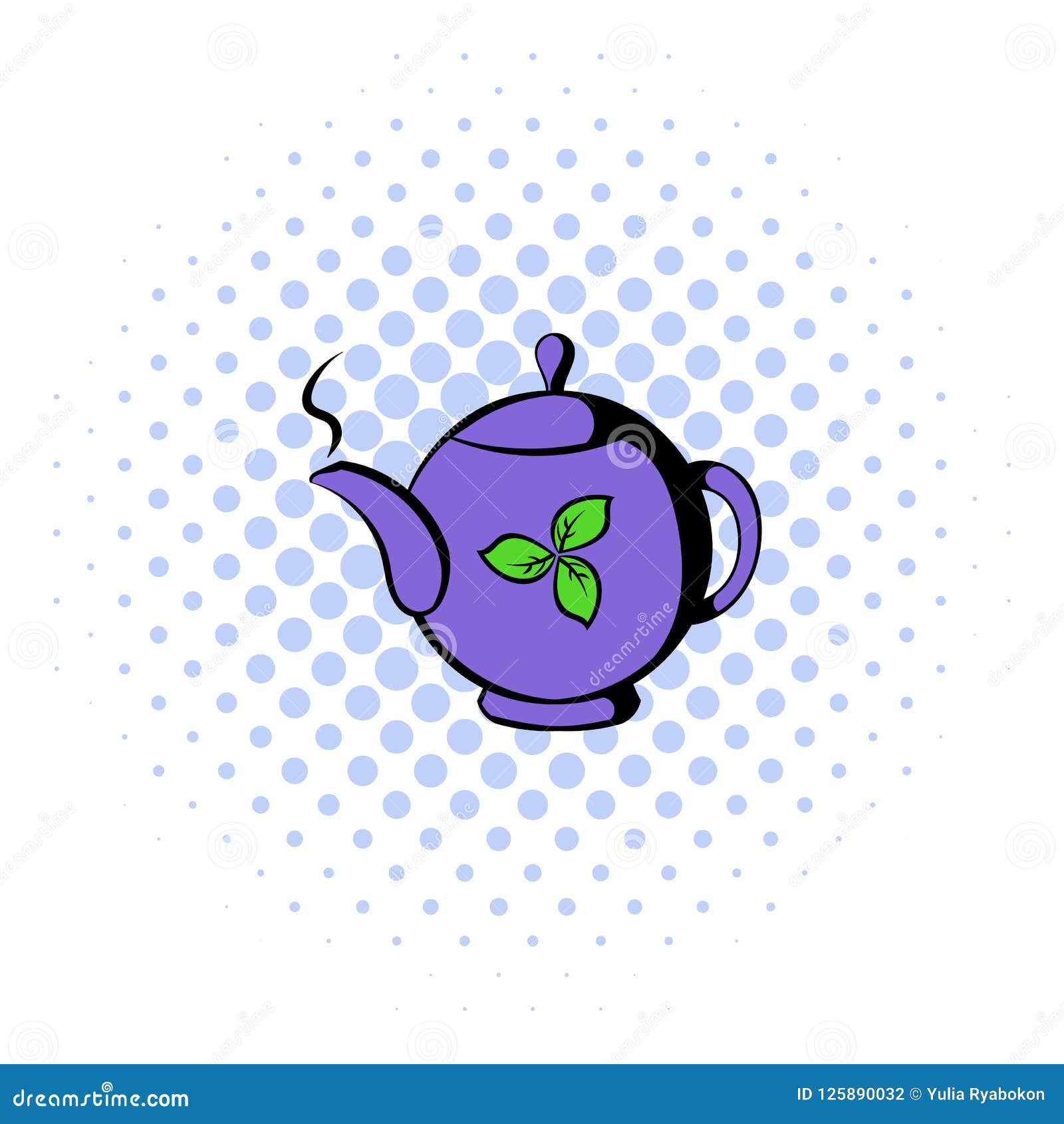 Teapot with Tea Icon, Comics Style Stock Illustration - Illustration of ...