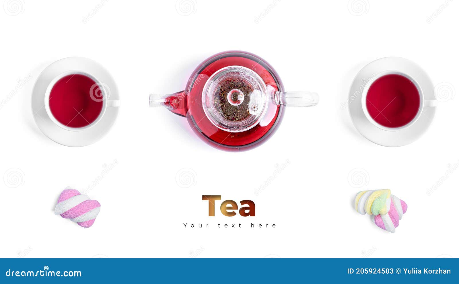 Teapot and Tea in White Cups and Sweets. Long Header Banner Format ...