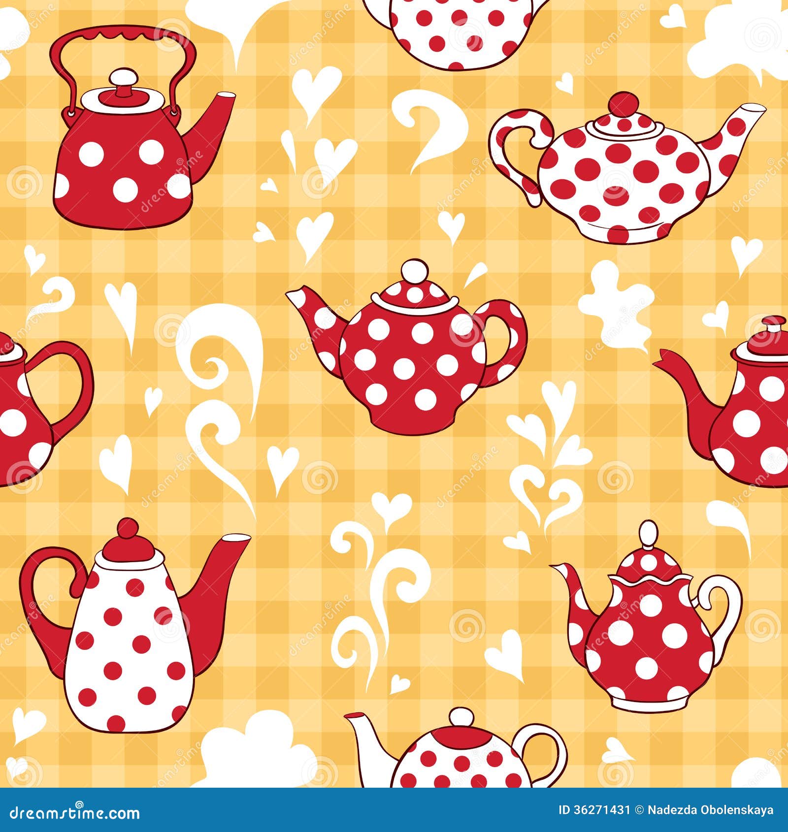 Teapot on the yellow stock vector. Illustration of cage - 36271431