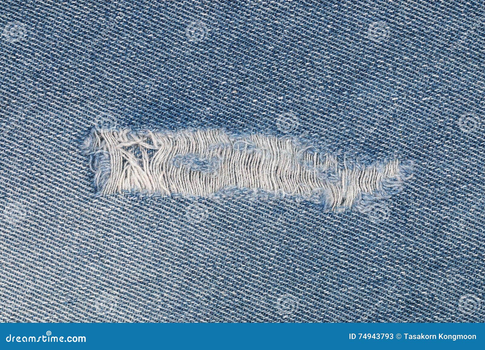 Tear on Blue Jeans for Pattern and Background Stock Image - Image of ...