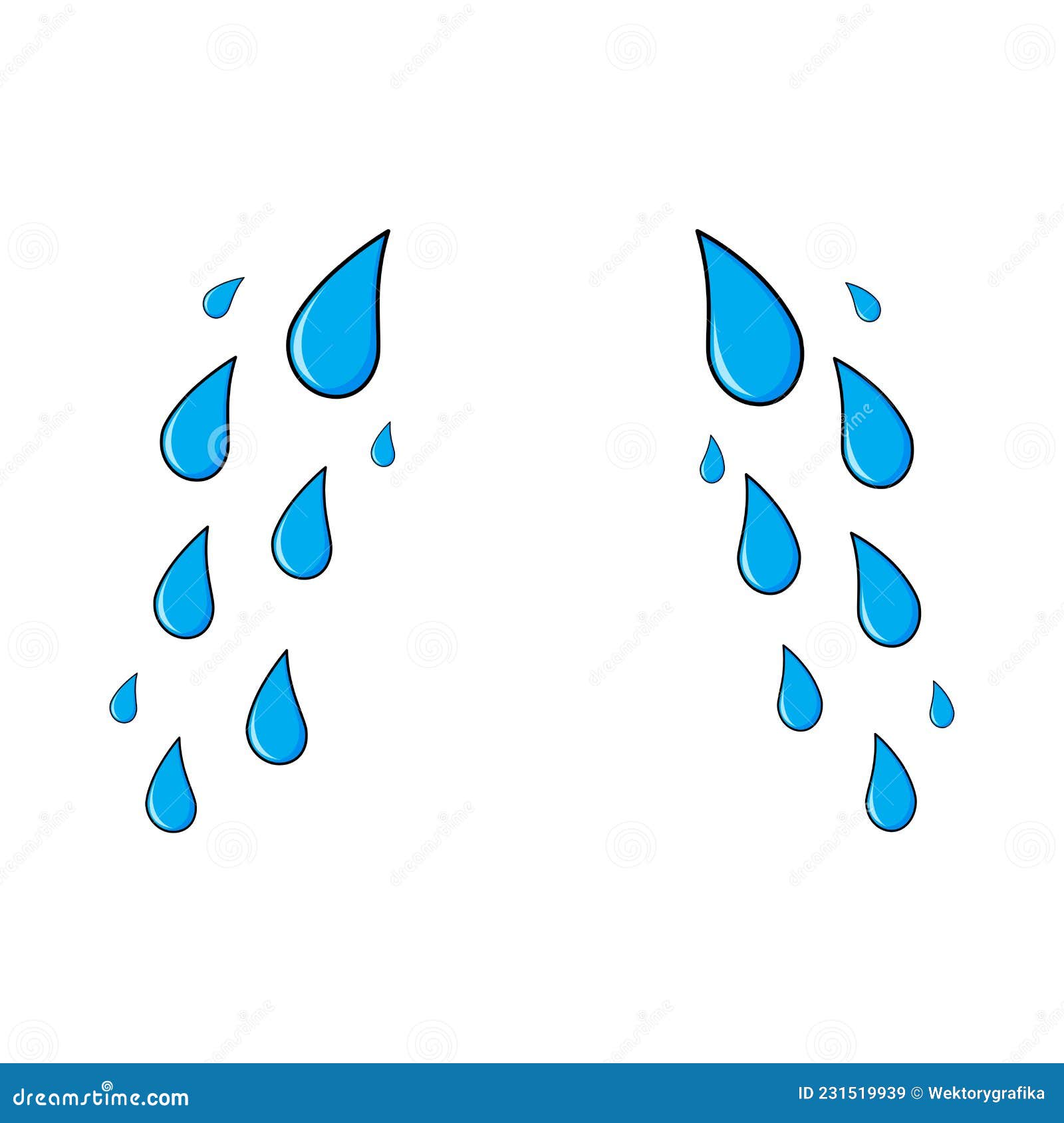 Tear, Cry Cartoon Icon Template. Blue Sad Expression Symbol. Simple ...