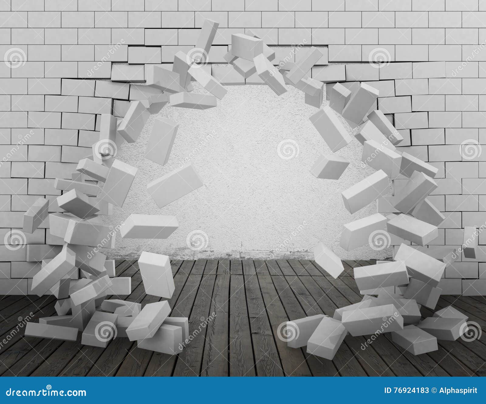 Tear Down a Wall 3d Rendering Stock Image - Image of destructive ...