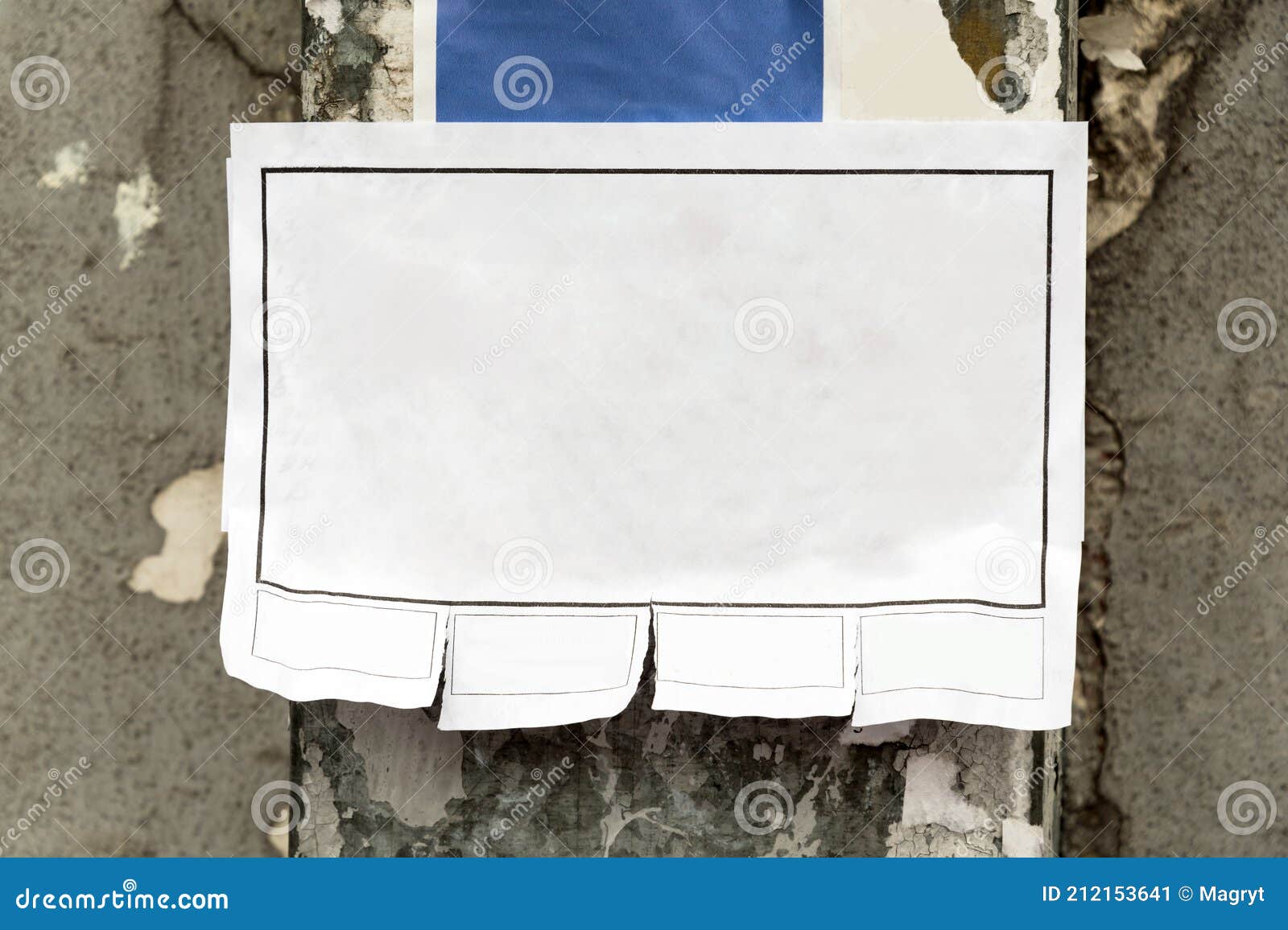 Tear Off Paper Notice, Blank Ad on the Pole. Blank Paper-note ...