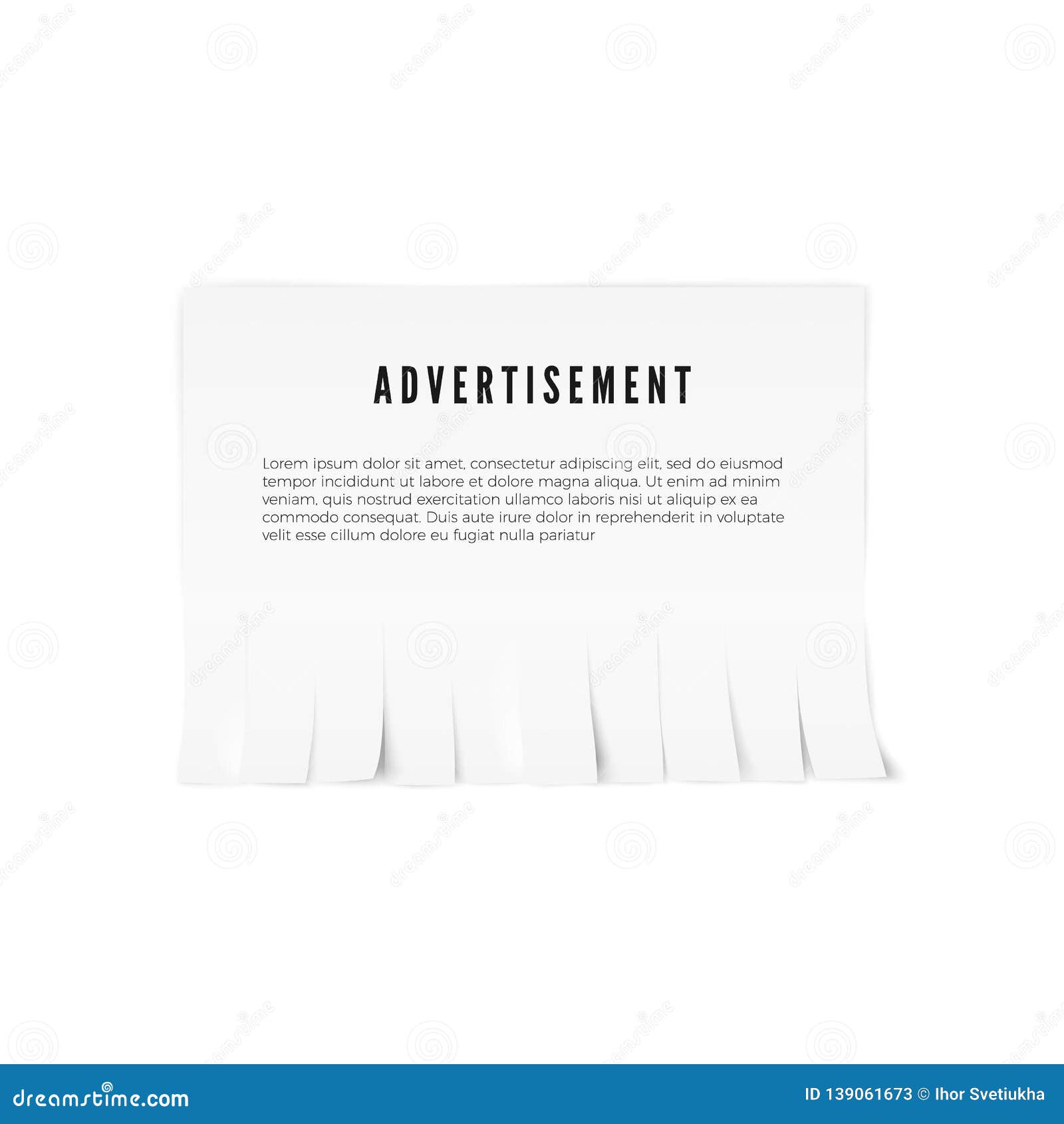 Tear-off Paper Template with Advertisement Text. Vector Illustration ...