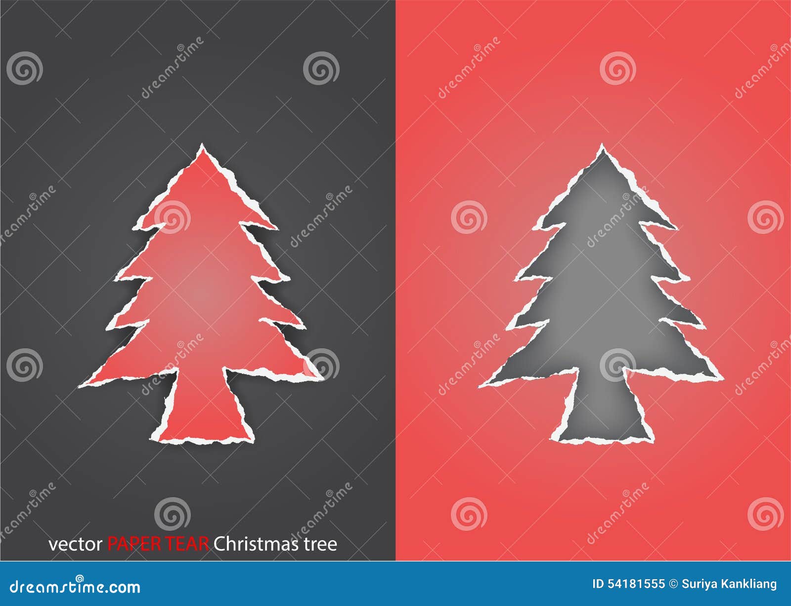 Tear the Paper Christmas Tree. Stock Vector - Illustration of card ...